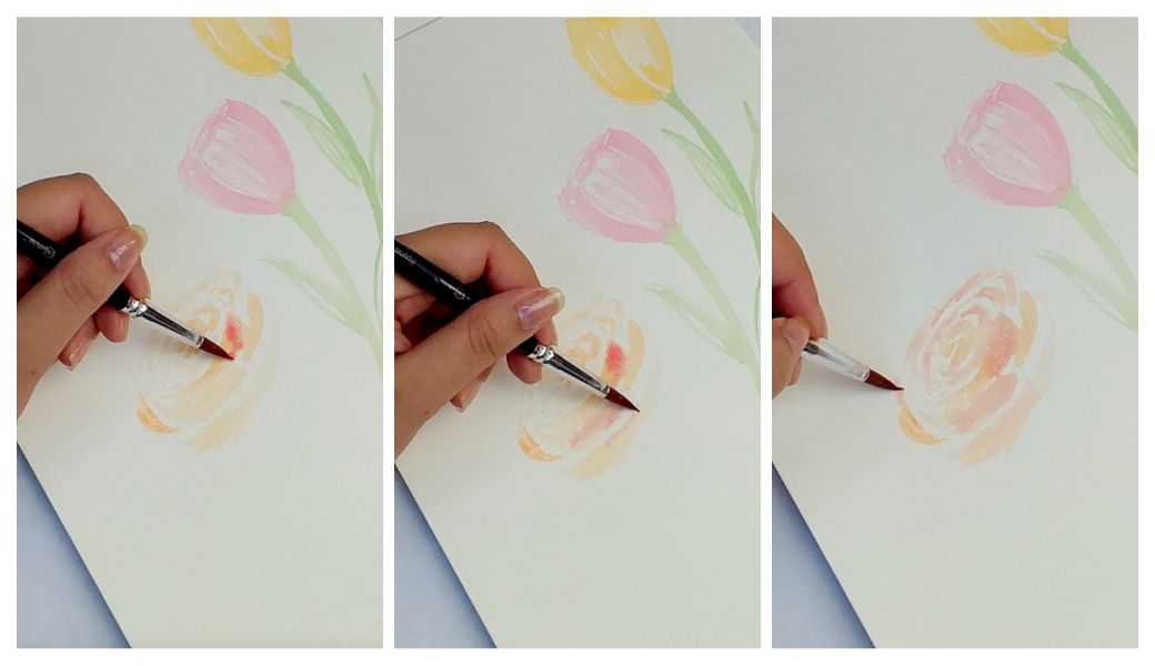 Super Easy Step By Step Watercolor Rose And Tulip Flower Painting For ...