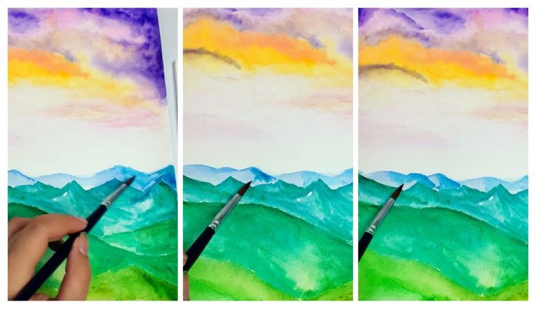 Easy Landscape Watercolor Painting For Kids and Beginners - RiseBrite